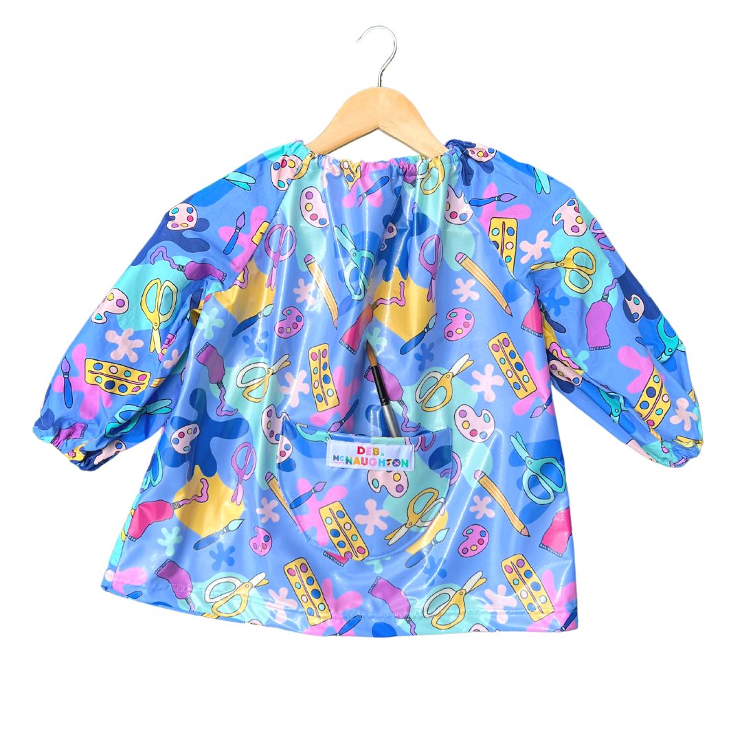 Deb McNaughton Kids Art Smock Blue